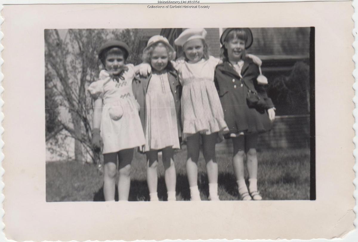Girls in Easter outfits, Dixfield, ca. 1956 - Maine Memory Network