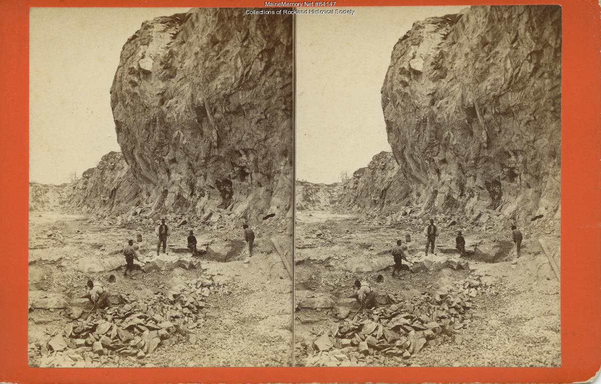 Digging Limestone in Engine Quarry, Rockland, ca. 1875 - Maine Memory ...