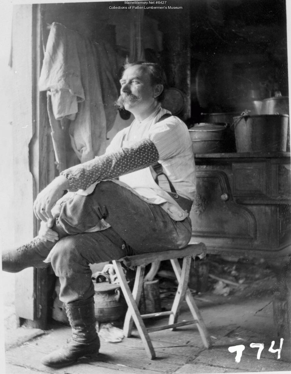 Camp cook, Maine woods, ca. 1900 - Maine Memory Network