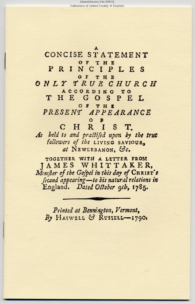 'A Concise Statement' Shaker document, 1963 - Maine Memory Network