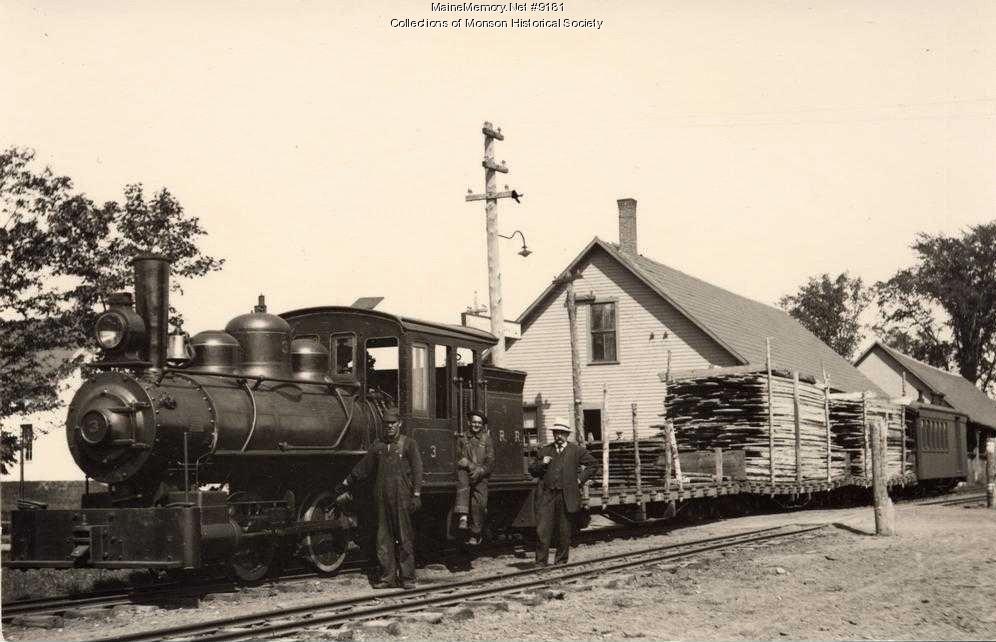 Monson Narrow Gauge Engine No. 3, ca. 1920 - Maine Memory Network