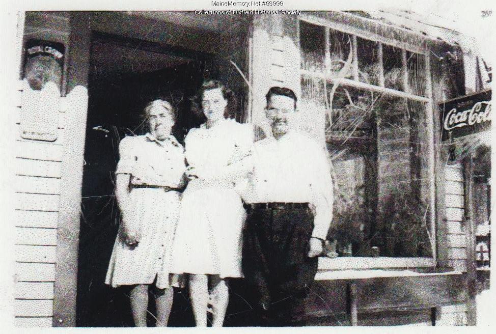 Blanche, Emily, and Kenneth Frost, Main Street, Dixfield, 1940 - Maine ...